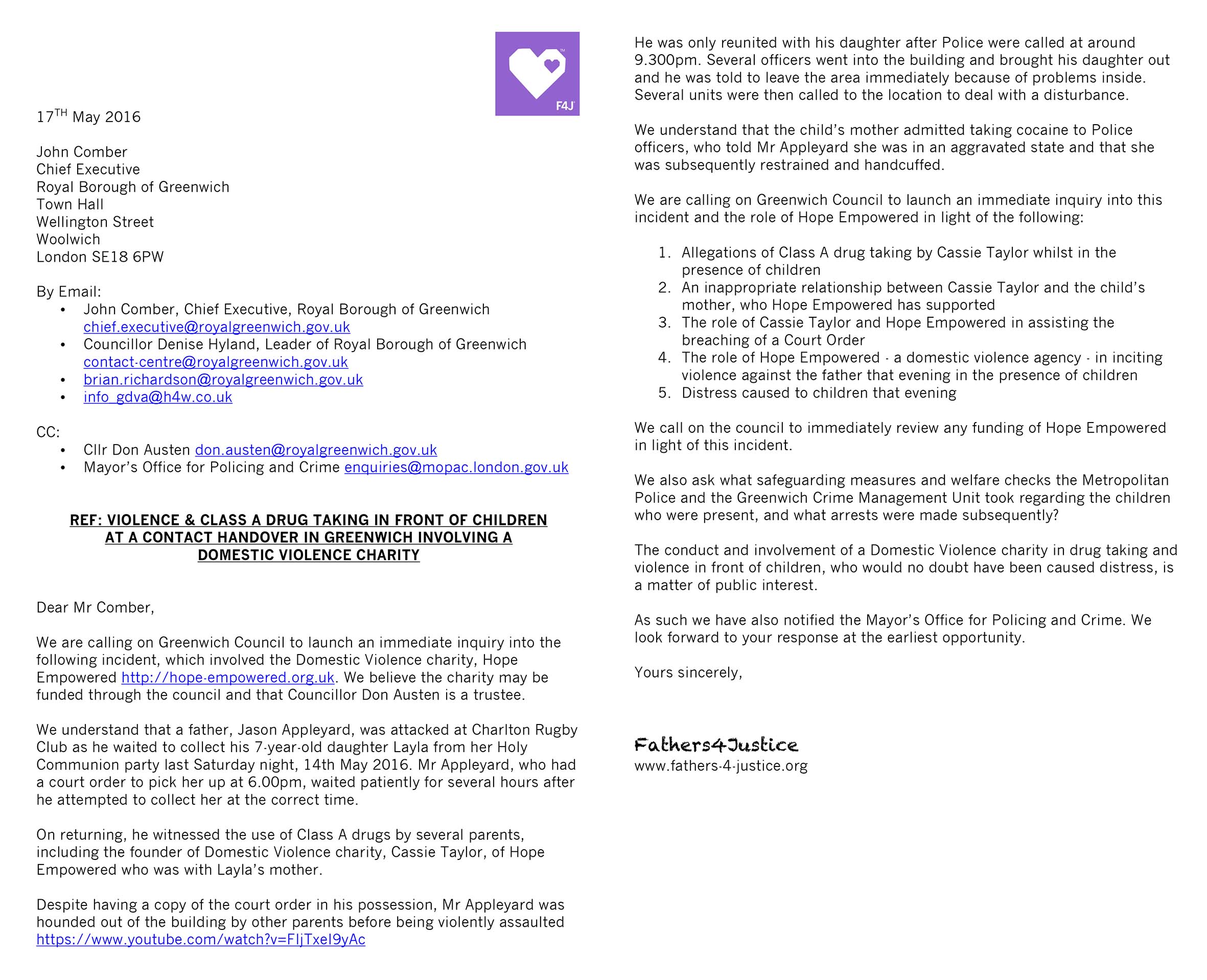 F4J call for inquiry into violence & drug taking at contact handover ... F4J call for inquiry into violence & drug taking at contact handover ...